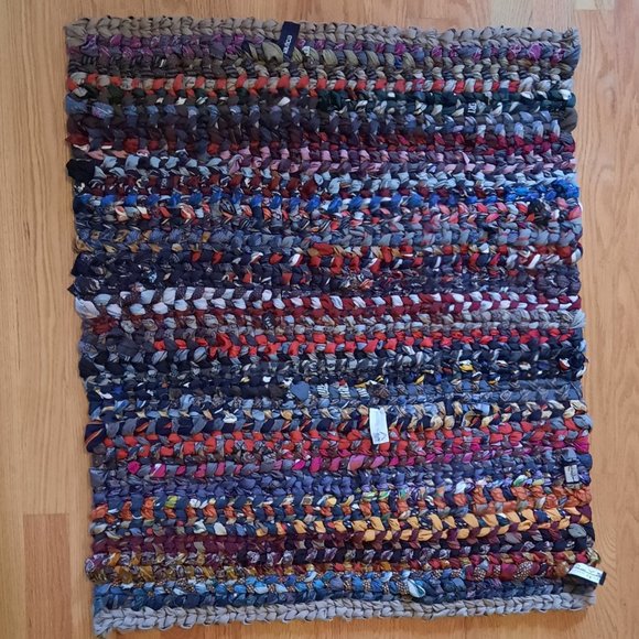 Accents | Nwot Unique Multicolored Twined Rag Rug 2 Handmade With Ties ...
